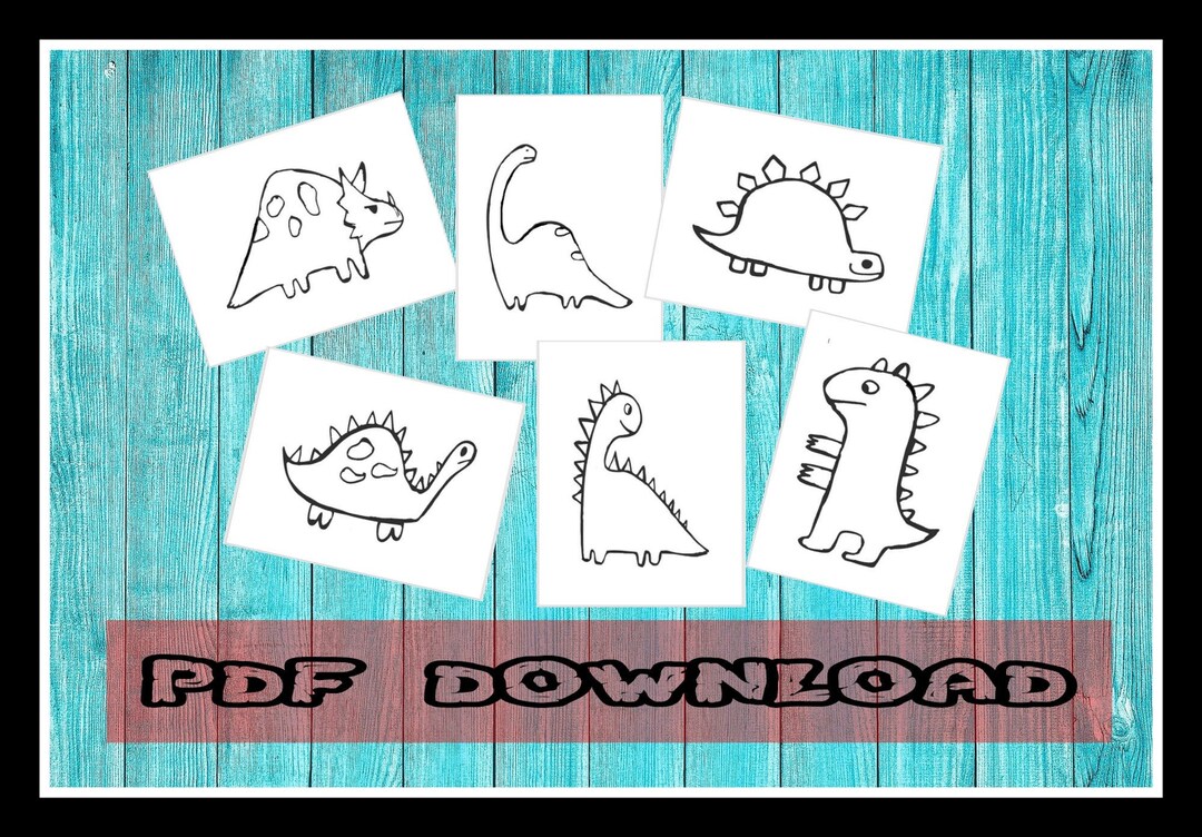 6 Cute and Funny Dinosaur Coloring Pages for Kids Birthday - Etsy
