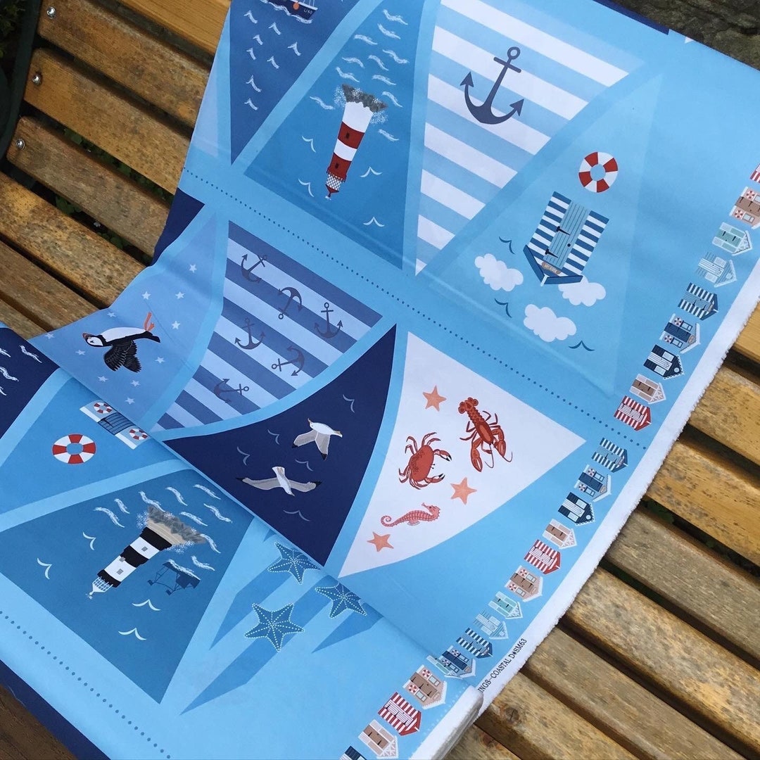 Bunting Pennant Flag Panels Ready to Sew Seaside Nursery Beach Hut ...