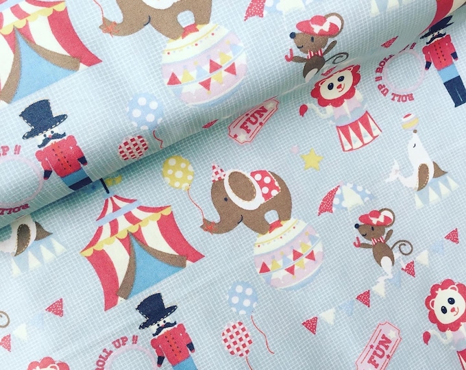 Blue Clown Big Top Circus Carnival Nursery Elephant Fun 100% Cotton ...