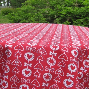 Cotton Tablecloth With Heart Print; Square / Round / Oval Tablecloth ...