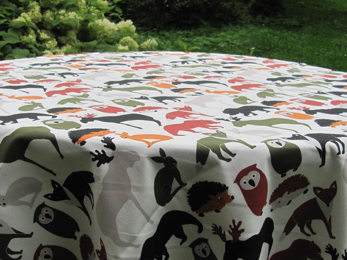 Cotton Tablecloth with Wild Animals 57 Square / Round | Etsy
