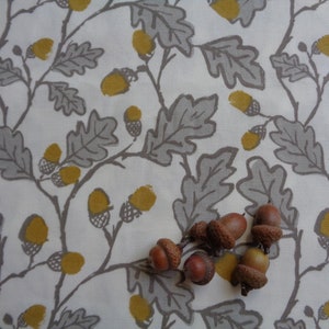 Cotton Tablecloth With Print of Oak Branches, Leaves & Acorns; Fall ...