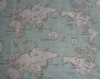 World Map Fabric - Etsy