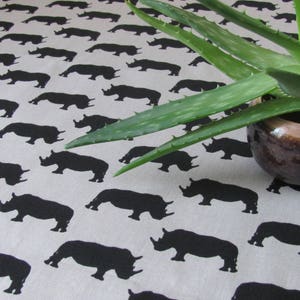 Cotton Tablecloth With Rhino Print; Animal Tablecloth 57" Square ...
