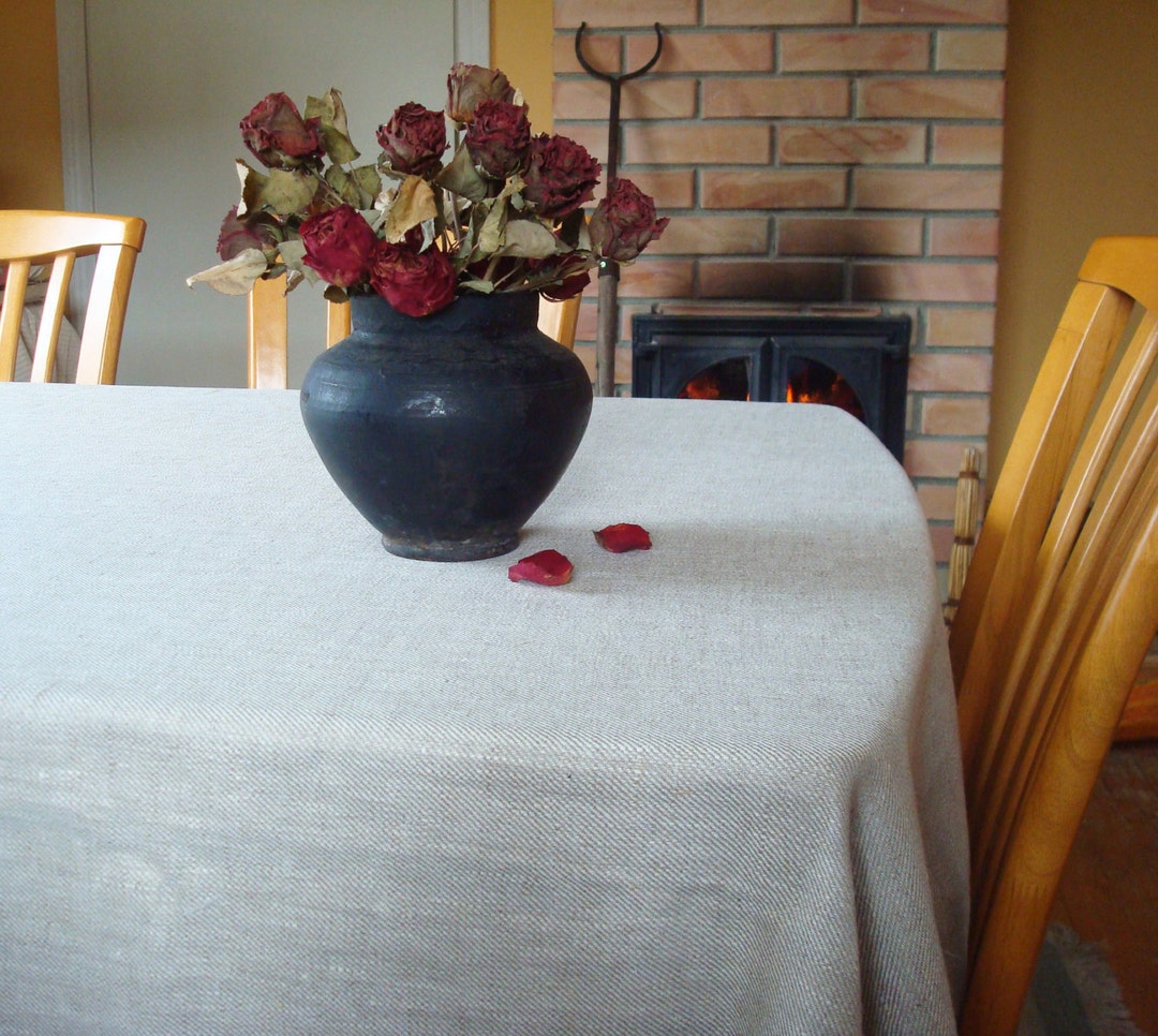 Natural Linen Tablecloth; Heavyweight Linen Twill Table Cloth - Etsy