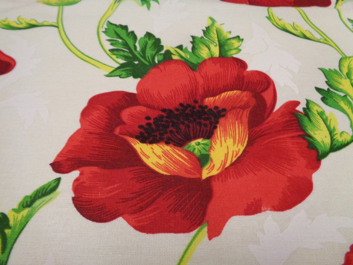 Cotton Curtain Valance With Poppy Flowers H21x - Etsy