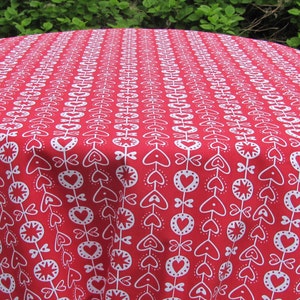 Cotton Tablecloth With Heart Print; Square / Round / Oval Tablecloth ...