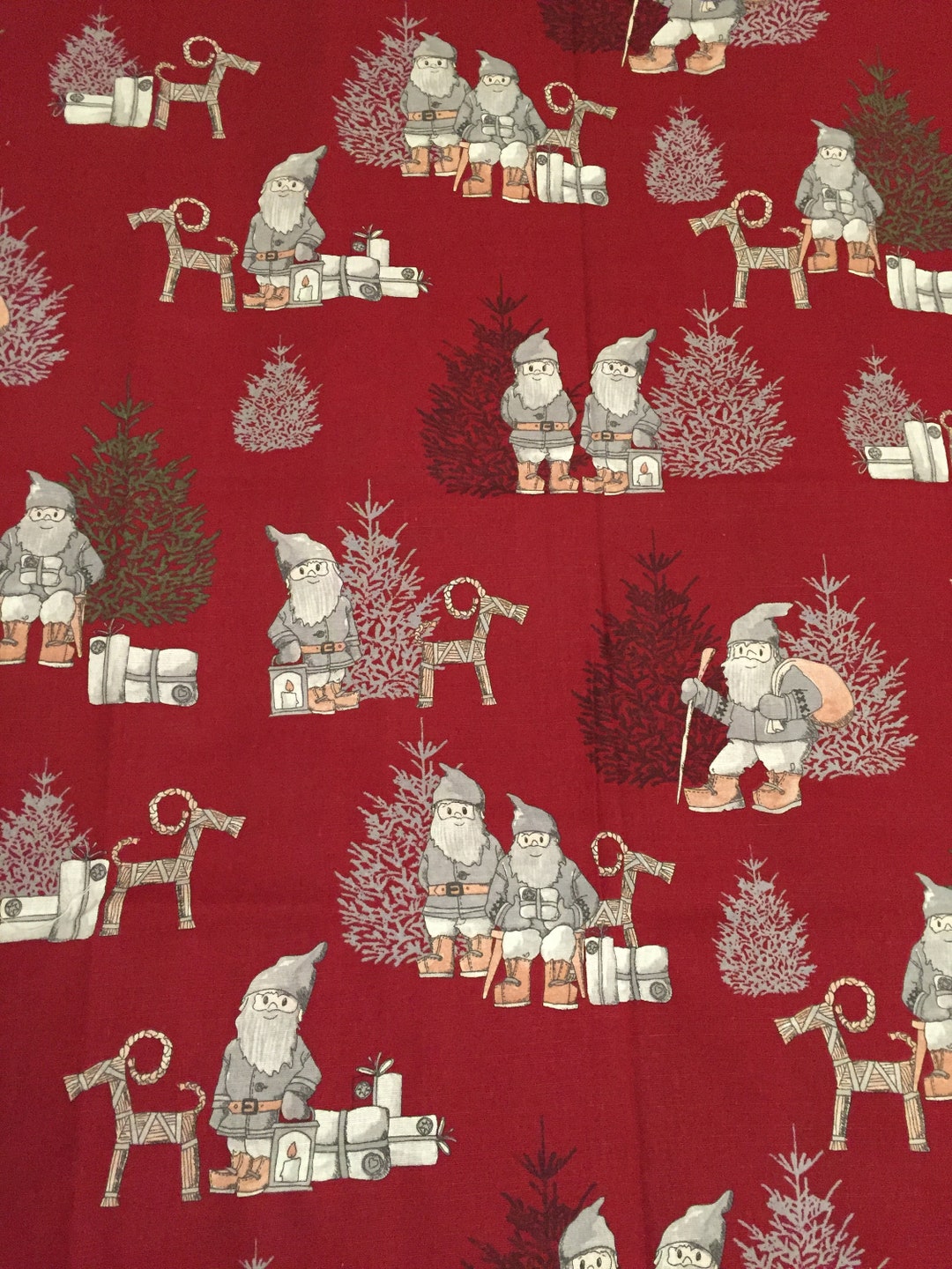 Handmade Christmas Cotton Tablecloth: Yule Goat & Santa Print - Etsy