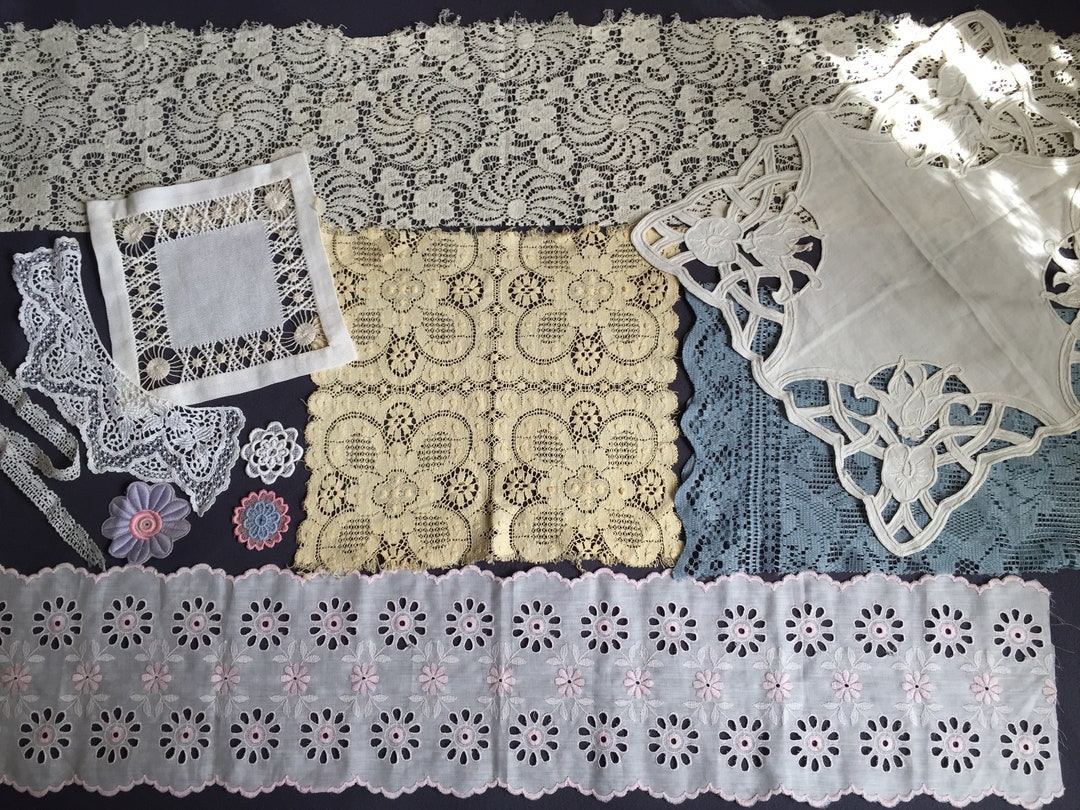 Vintage Lace Scraps, Junk Journal Ephemera Kit, Assorted Lace Trims for ...
