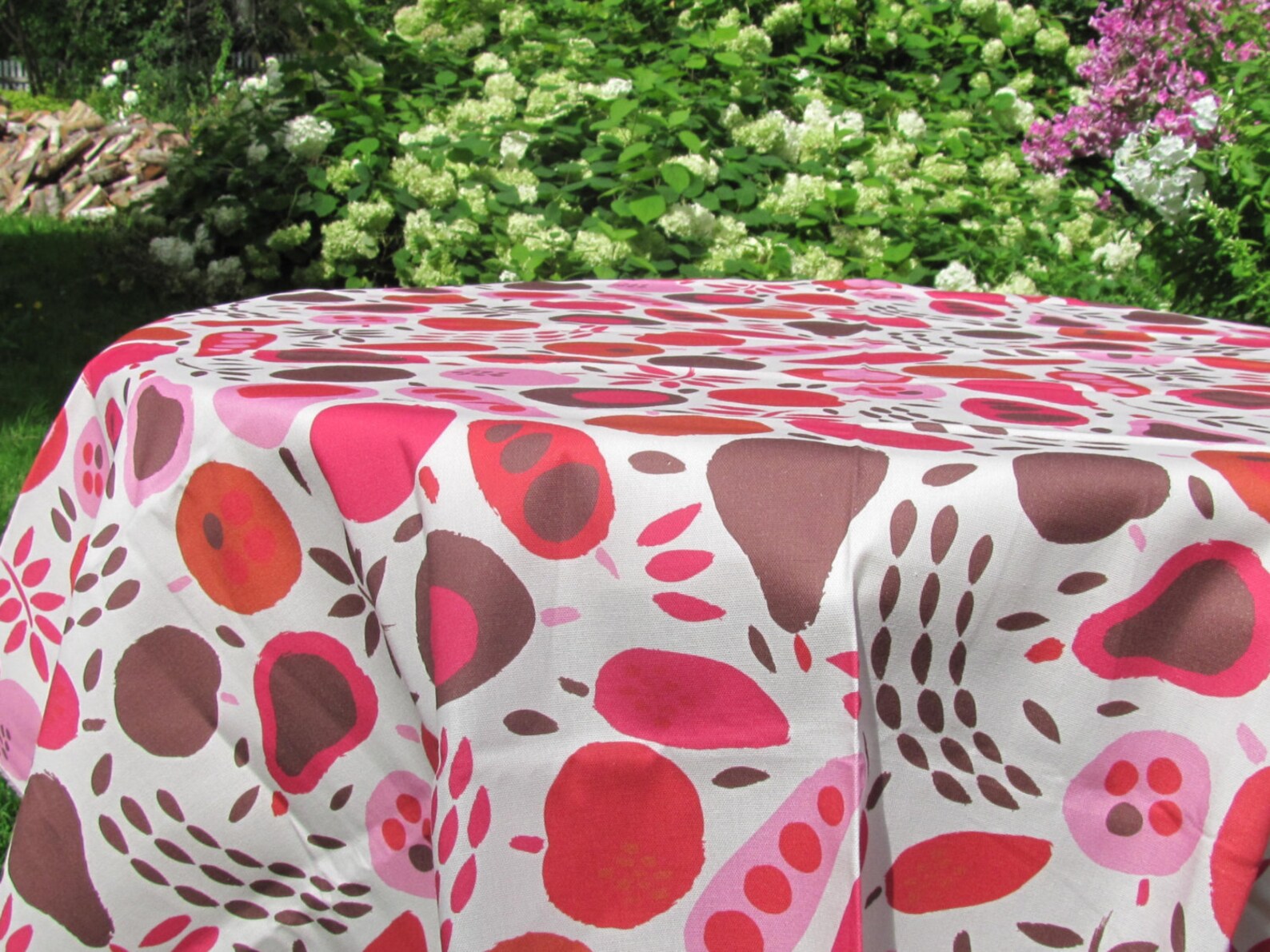 Cotton Tablecloth With Stylized Fruits & Vegetables 58 | Etsy