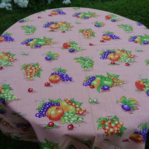 Cotton Tablecloth With Fruits & Berries; 57" Square / Round Tablecloth ...