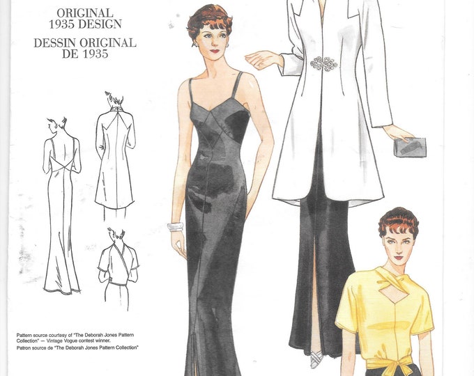 1935 Design Reissue Vogue Sewing Pattern Evening DRESS Wrap Blouse ...
