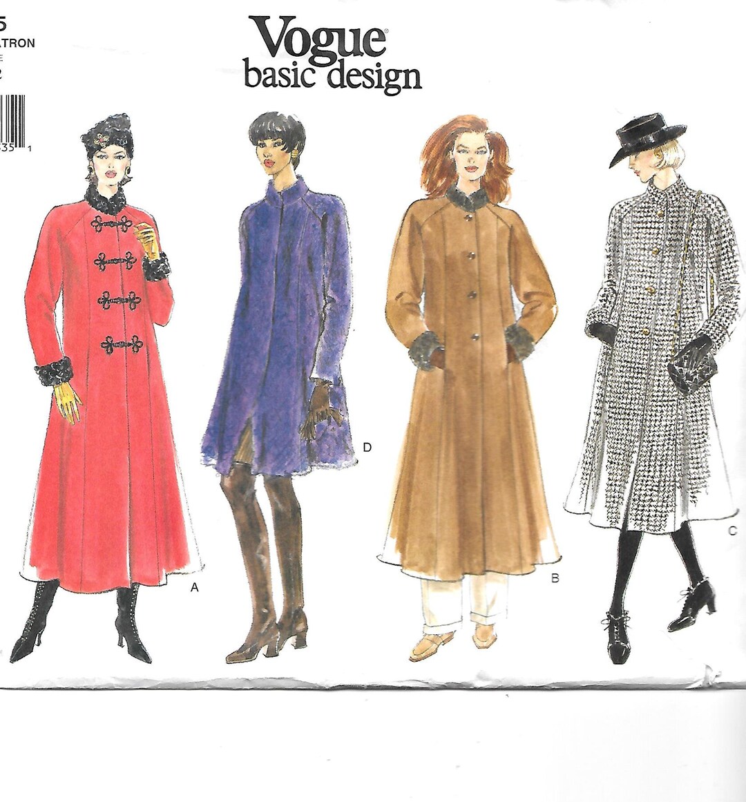 Vogue Coat Sewing Pattern 1665: Flared Lined Coat, Size 8-12 (UNCUT) - Etsy