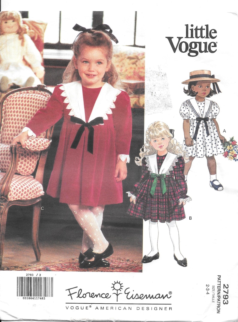 Vintage Vogue Girls Dress Sewing Pattern: Florence Eiseman, Size 2-3-4 ...