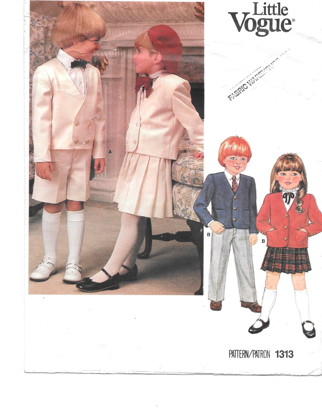 Vogue 1313 Child Size 3 Sewing Pattern: Jacket, Skirt, Pants, Shorts ...