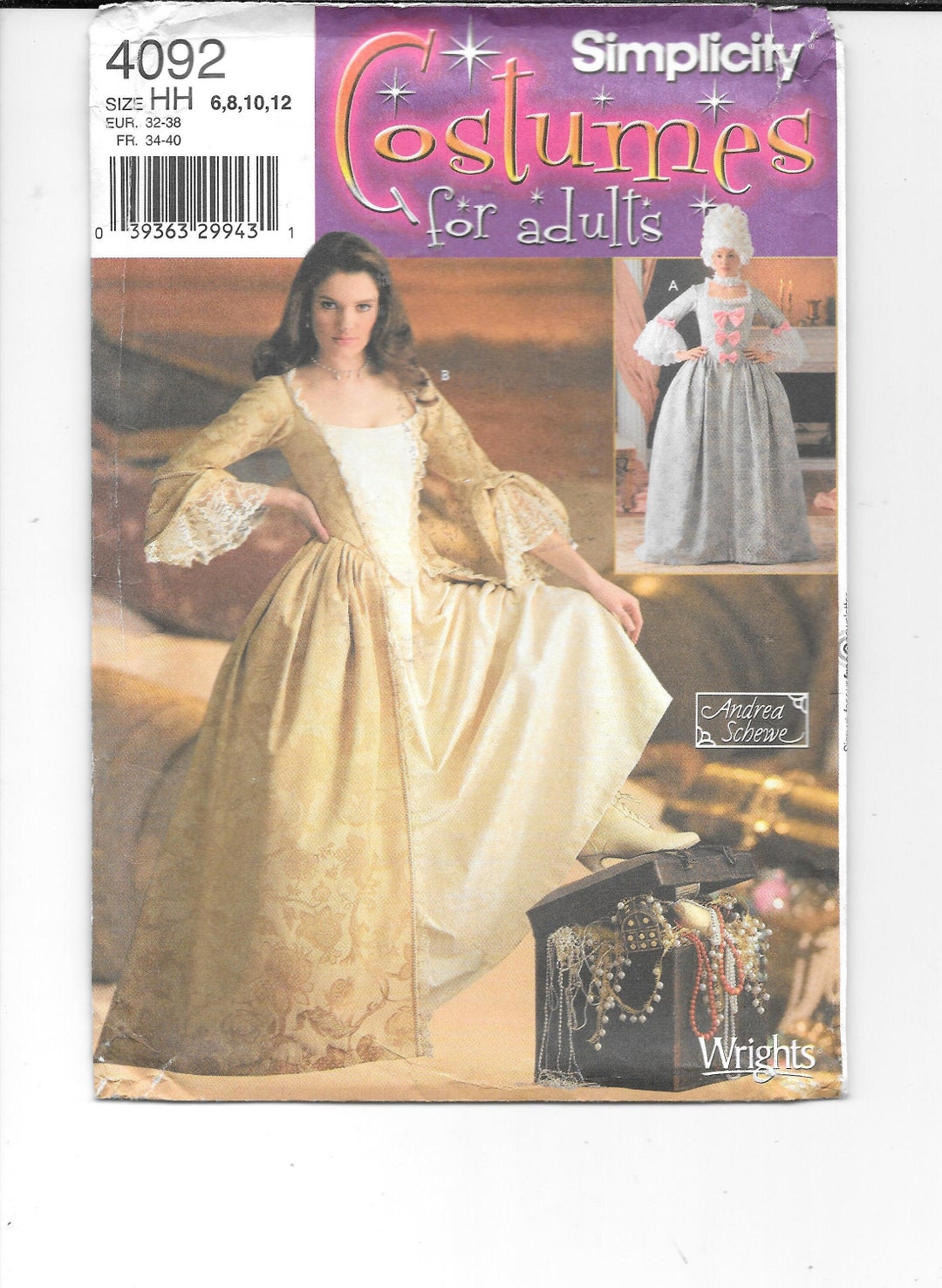 Historical GOWN Costume Marie Antoinette Renaissance Square Neck Dress ...