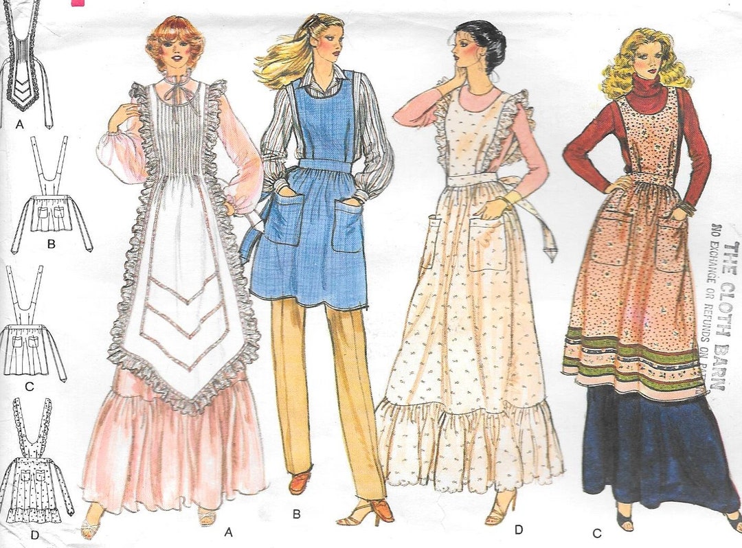Vintage Apron Sewing Pattern: Vogue 7256, Medium, Pintucks, Ruffle ...
