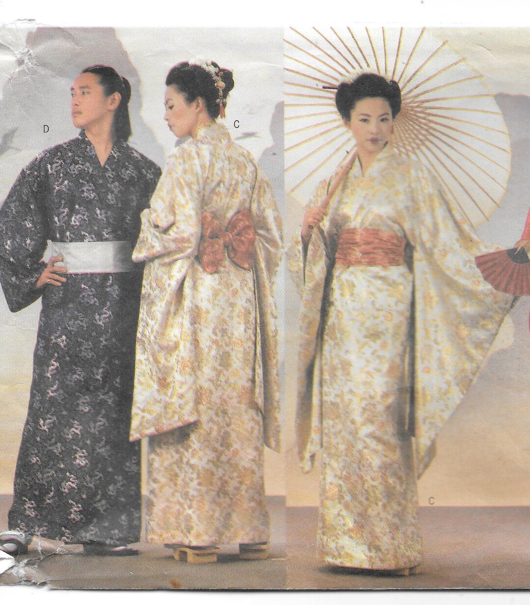 Vintage Kimono Robe Sewing Pattern: Butterick 6698, Obi & Sash (XS-XL ...
