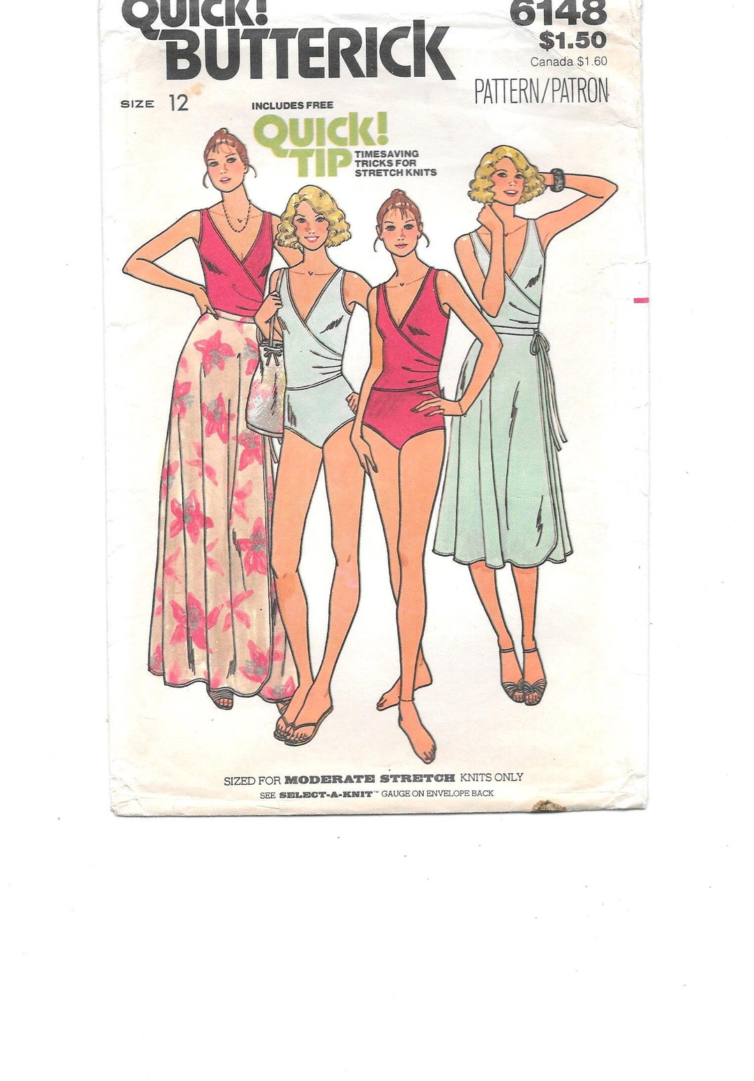 Vintage Swimsuit & Skirt Sewing Pattern: Butterick 6148, Size 12 - Etsy
