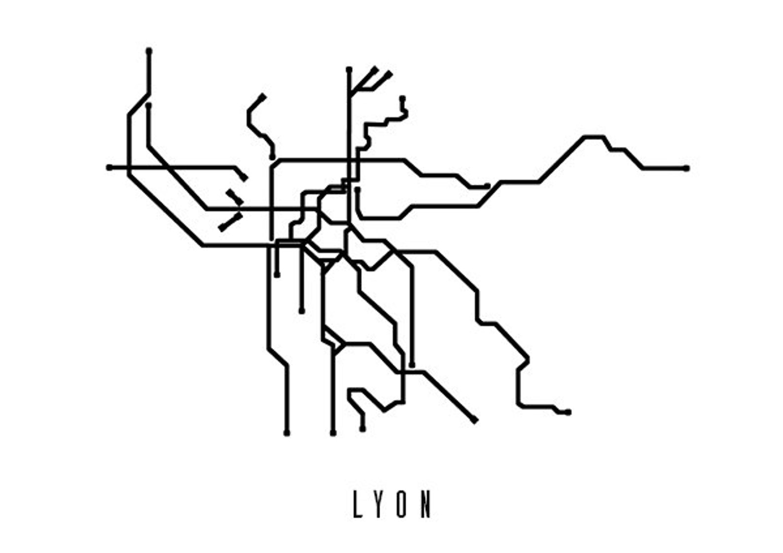 Lyon Metro Map Black and White Art Print Digital Download Art Print - Etsy