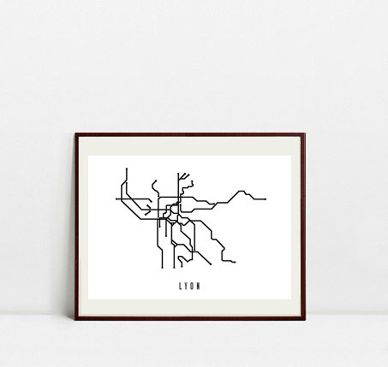 Lyon Metro Map Black and White Art Print Digital Download Art Print - Etsy