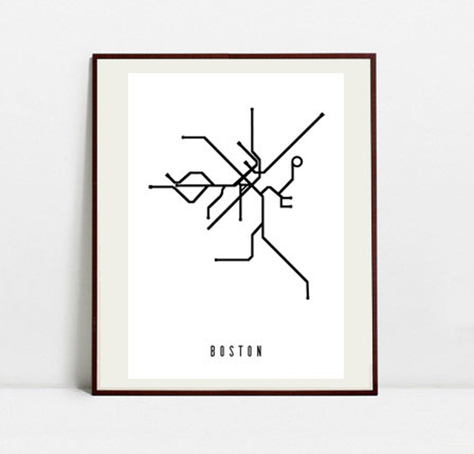 Boston Metro Map Black and White Art Print Digital Download Art Print ...