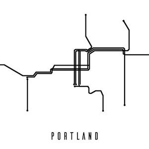 Portland Metro Map Black and White Art Print Digital | Etsy