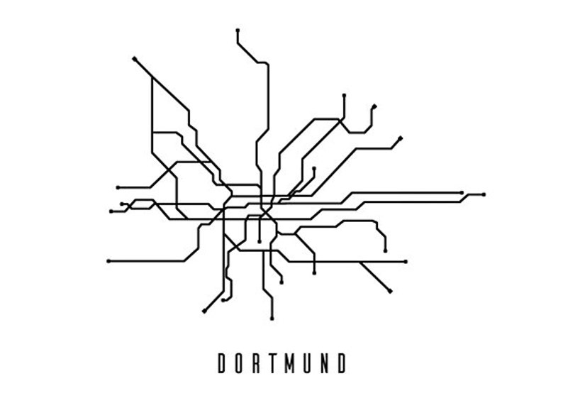 Dortmund Metro Map Black and White Art Print Digital | Etsy