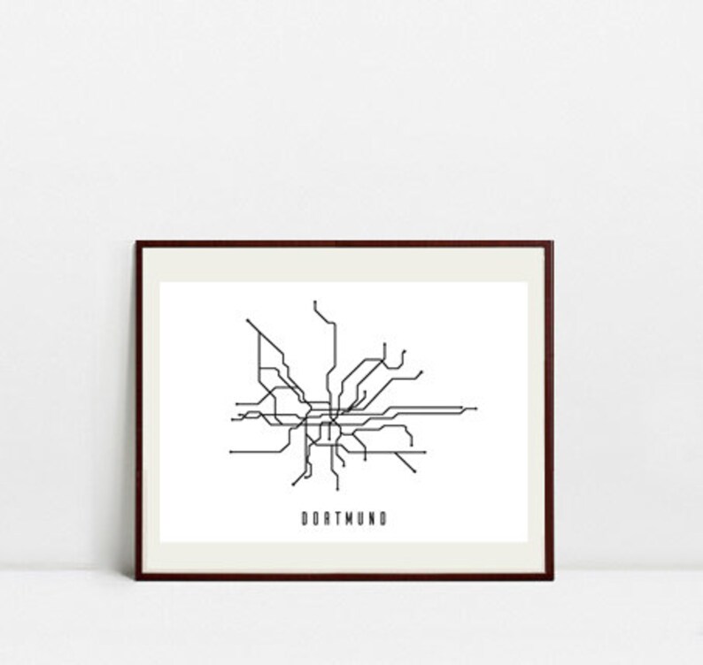 Dortmund Metro Map Black and White Art Print Digital | Etsy