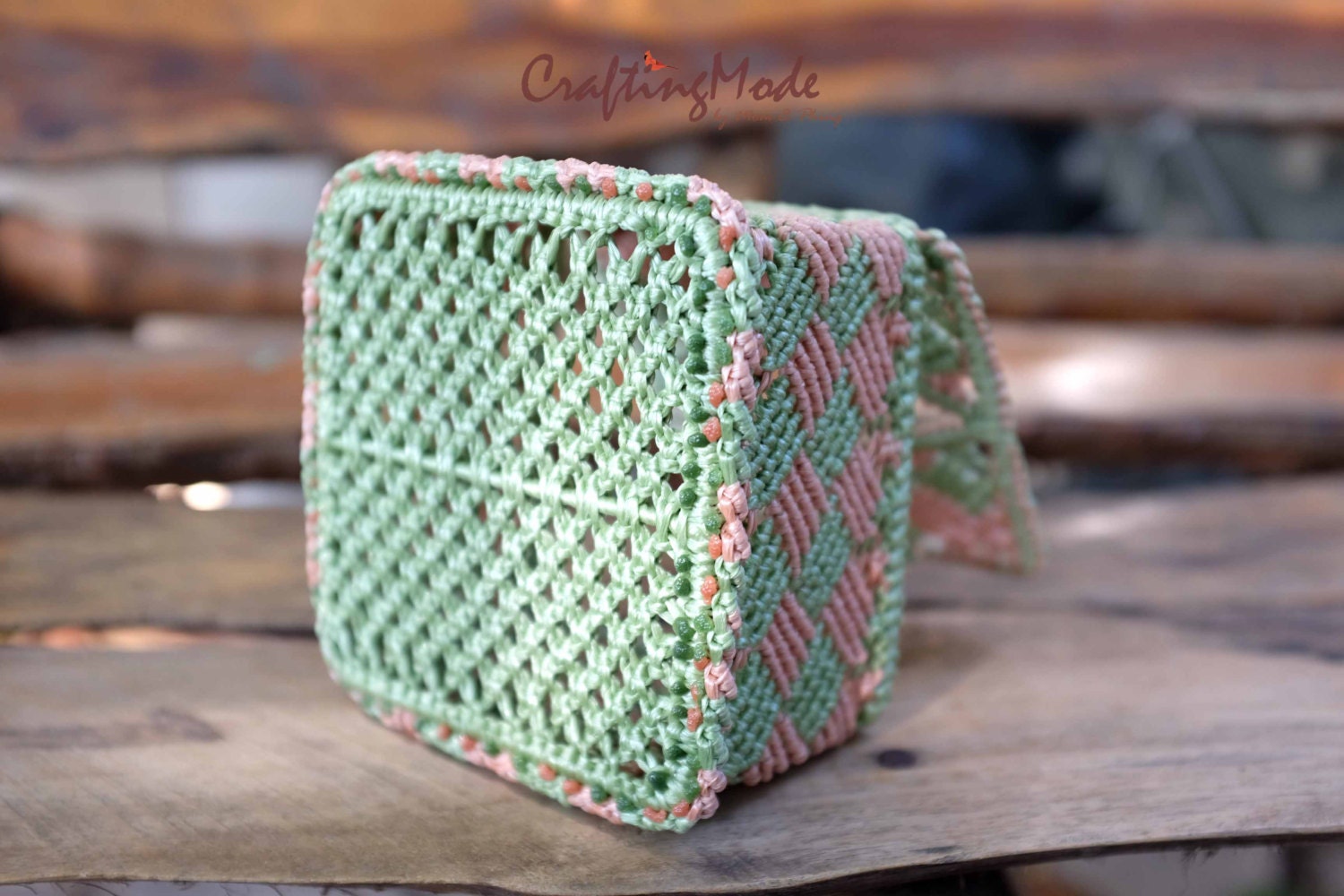 Macrame,box,tissue Box Cover ,handmade,basket,natural,dirty Pink and ...