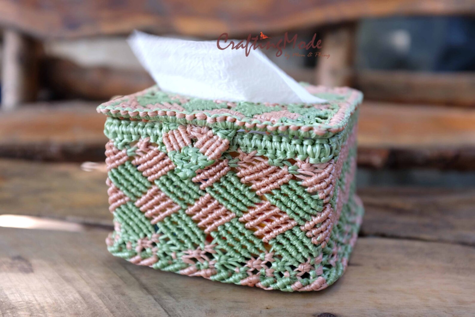 Macrame,box,tissue Box Cover ,handmade,basket,natural,dirty Pink and ...