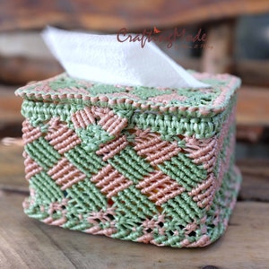 Macrame,box,tissue Box Cover ,handmade,basket,natural,dirty Pink and ...