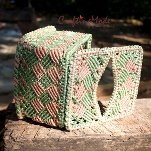 Macrame,box,tissue Box Cover ,handmade,basket,natural,dirty Pink and ...