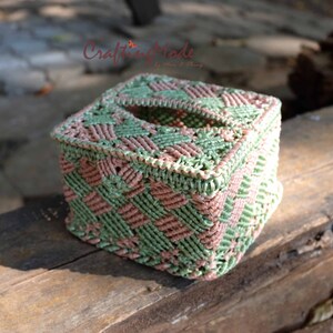 Macrame,box,tissue Box Cover ,handmade,basket,natural,dirty Pink and ...