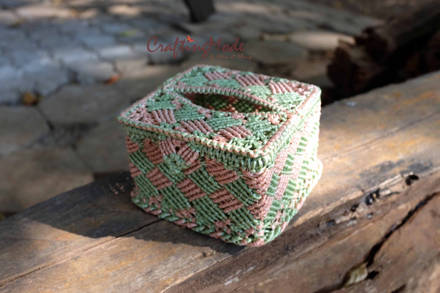 Macrame,box,tissue Box Cover ,handmade,basket,natural,dirty Pink and ...
