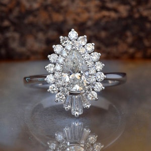 Vintage Diamond Engagement Ring -promise Ring-pear Shaped Diamond ...