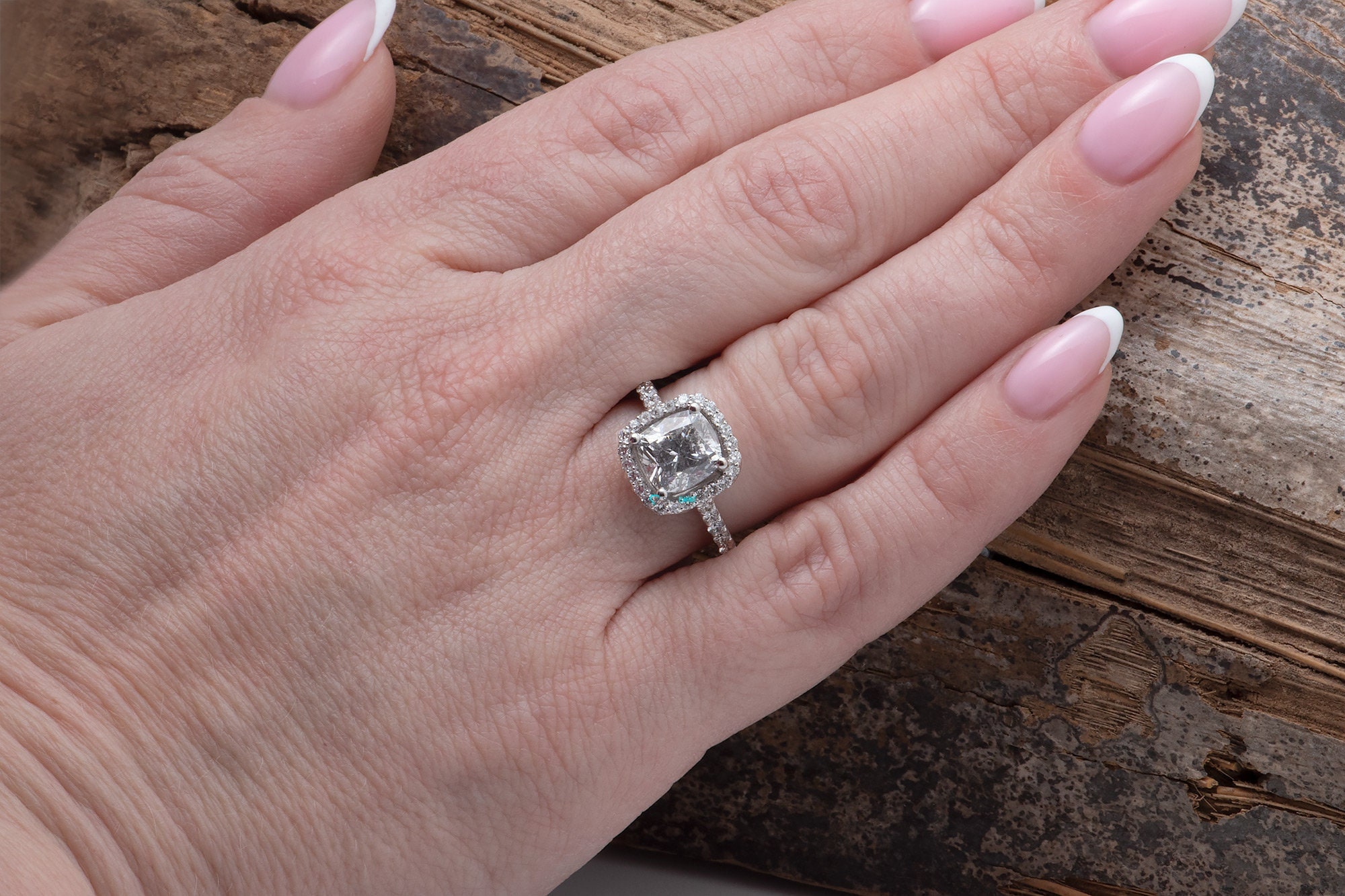 Square Halo Diamond Ring, Square Engagement Ring, Vintage Style ...