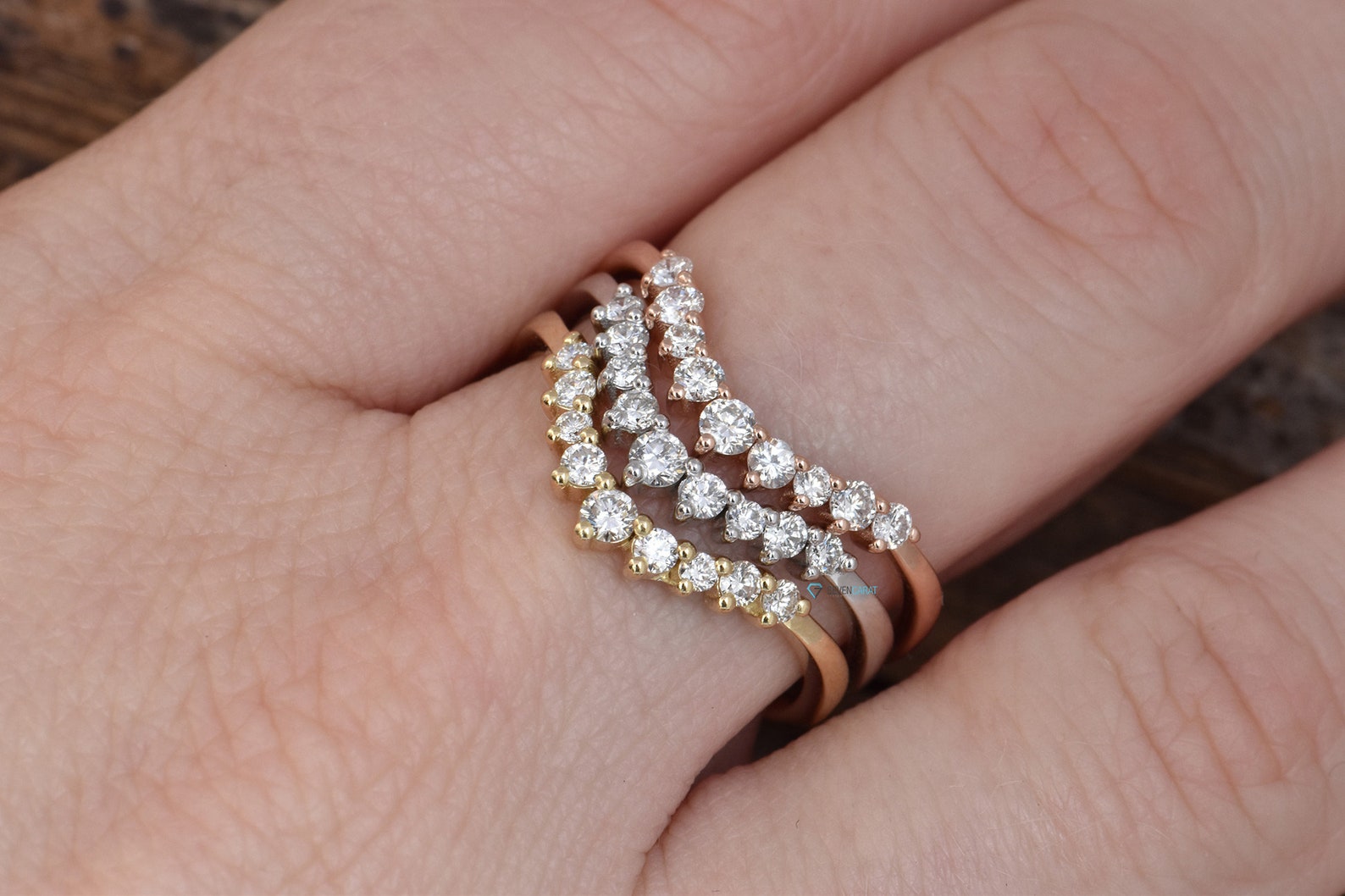 Stacking Wedding Band-yellow Gold 14k Wedding Band-diamond - Etsy