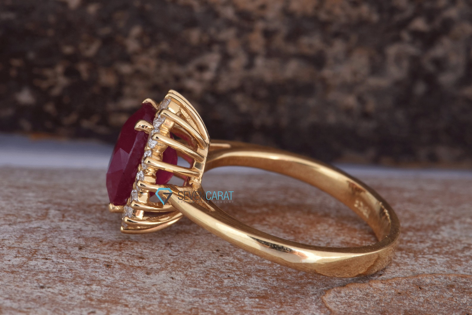 Vintage Engagement Ring Set-1ct Ruby Diamond Engagement Ring-wedding ...