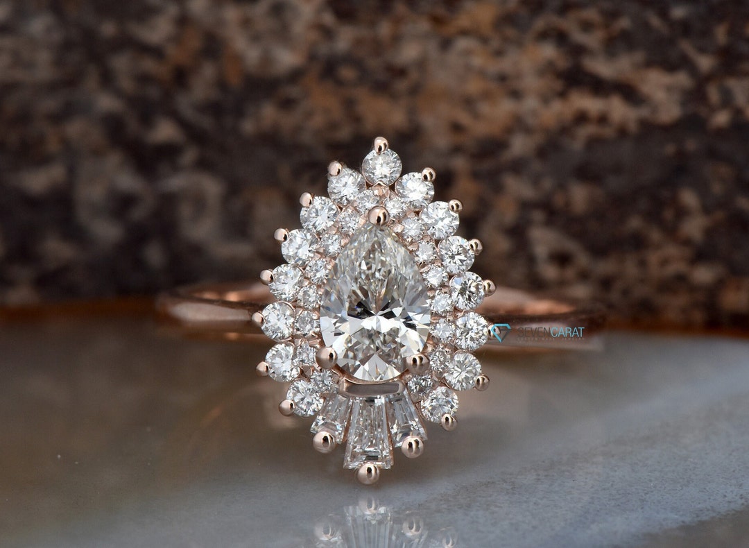 Vintage Style Diamond Engagement Ring, Gatsby Ring, 1.5 Carat Diamond ...