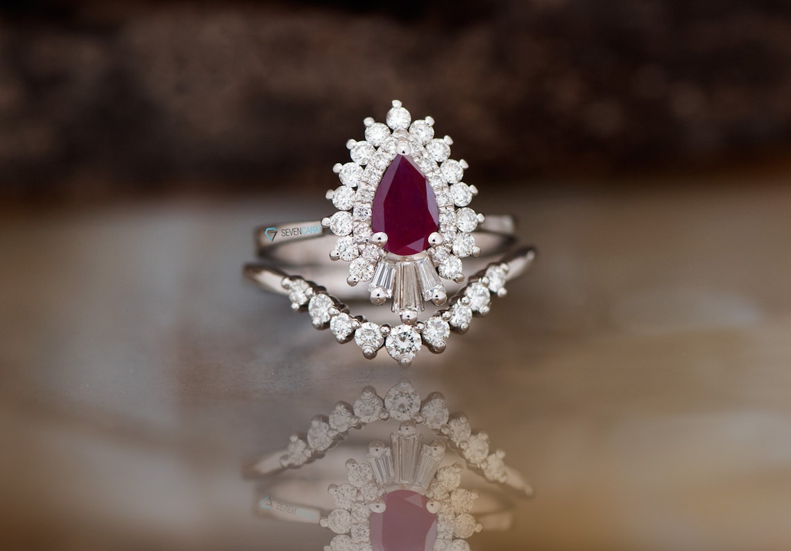 Vintage Bridal Sets Wedding Ring-cluster Wedding Ring Set-diamond ...