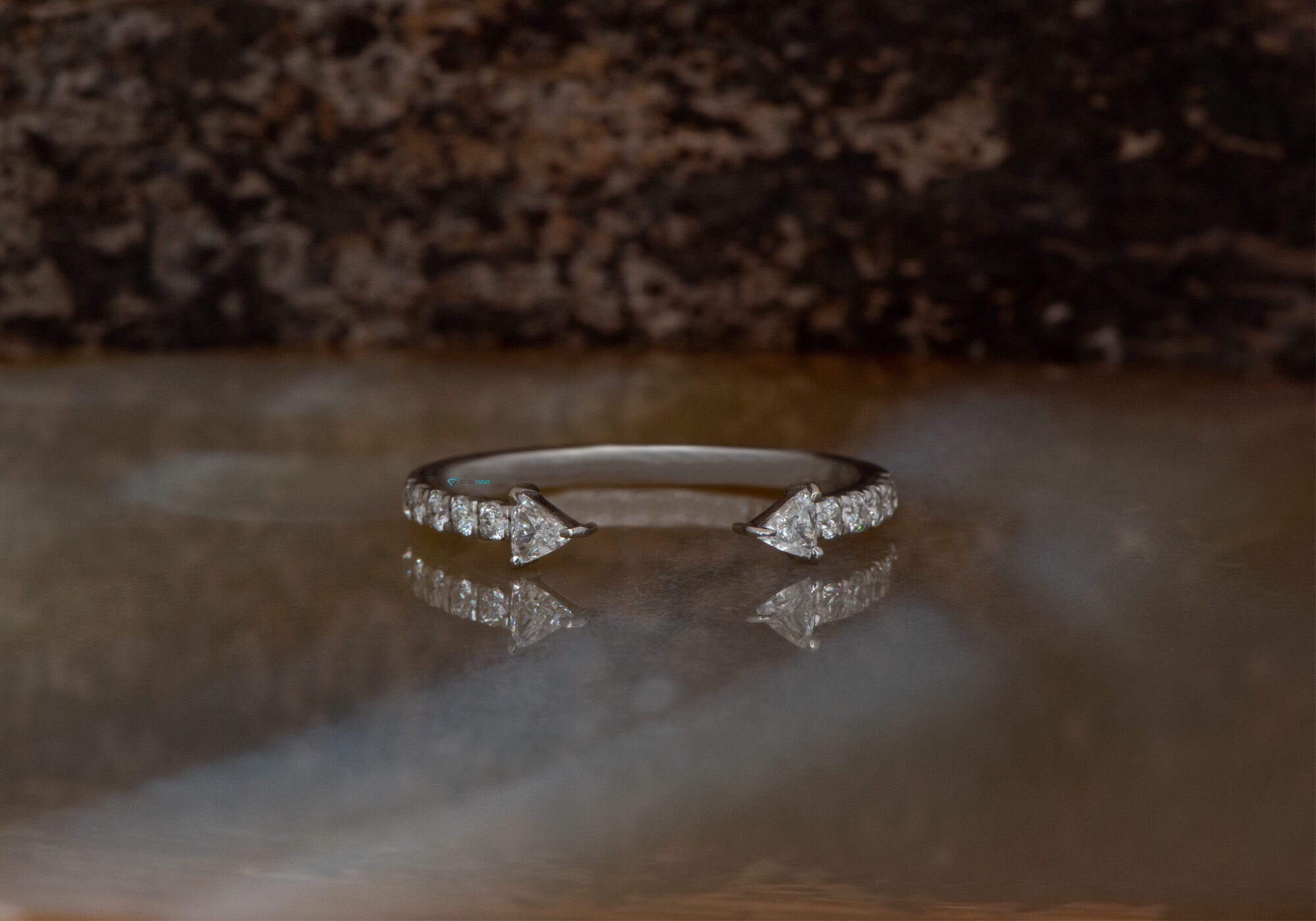 Triangle ring-Triangle diamond ring-Curved ring-Wedding | Etsy