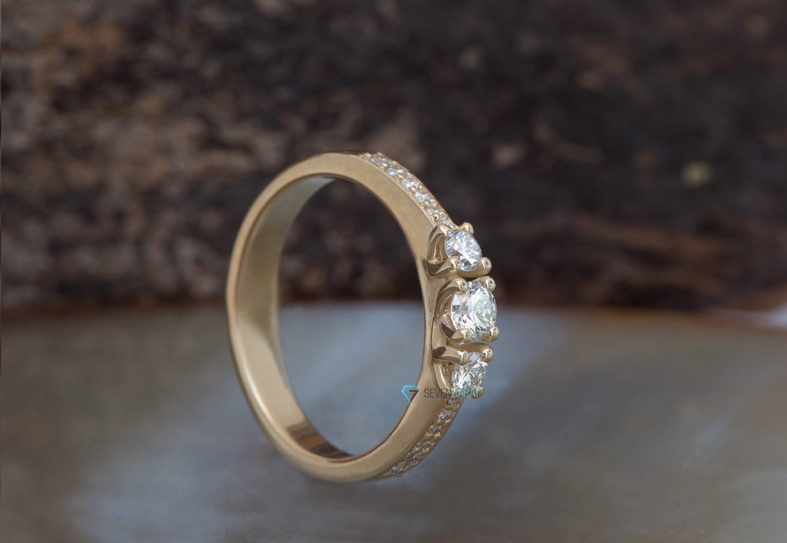 Three stone diamond ring-Three stone ring-Diamond Ring | Etsy