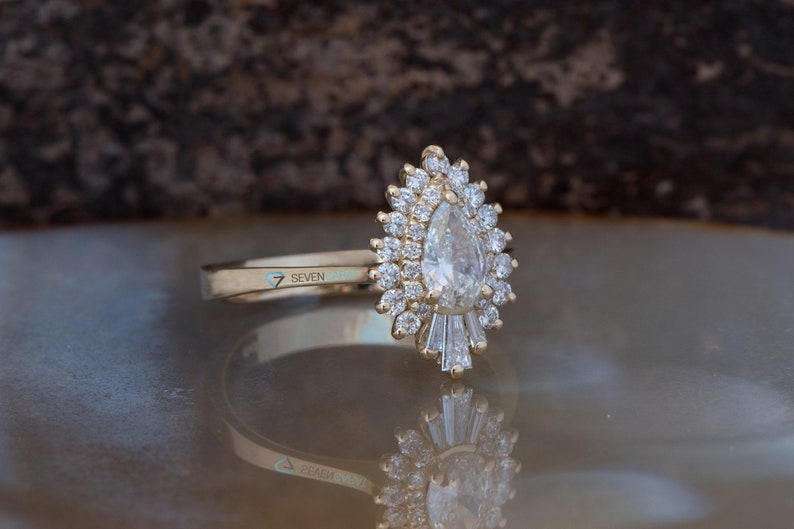 Vintage Style Diamond Engagement Ring, Gatsby Ring, 1.5 Carat Diamond ...