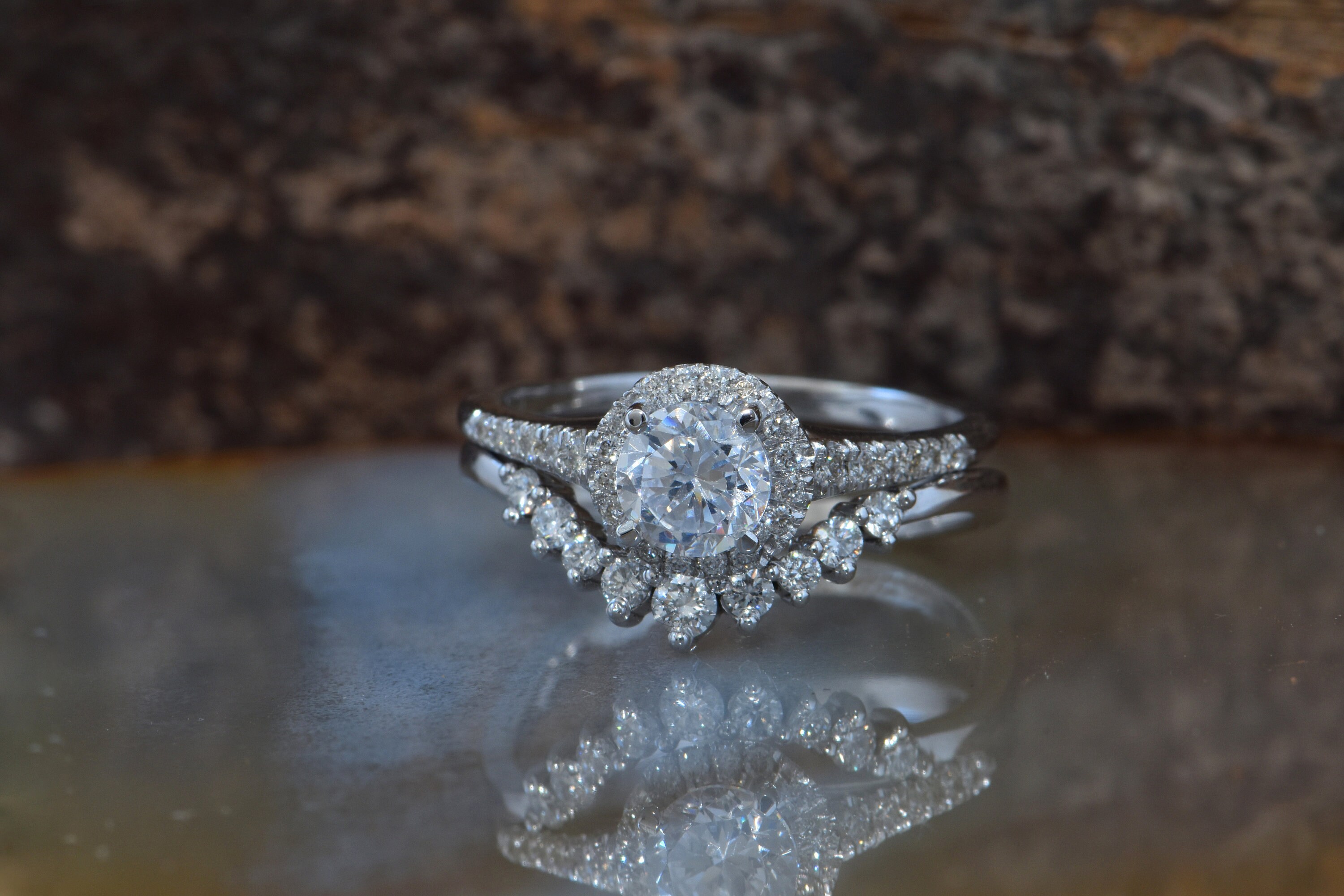 White Gold Cluster Wedding Ring Set-wedding Sets Women Rings-diamond ...