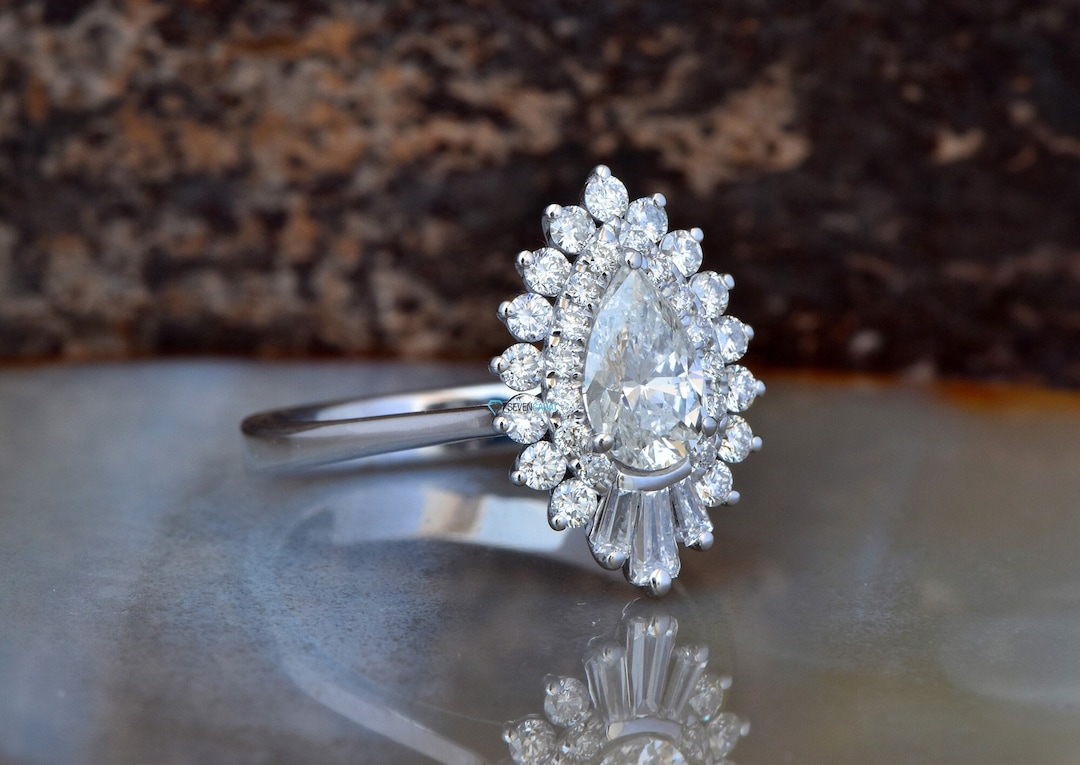 Ballerina Ring, Gatsby Ring, Vintage Style Diamond Engagement Ring, Art ...