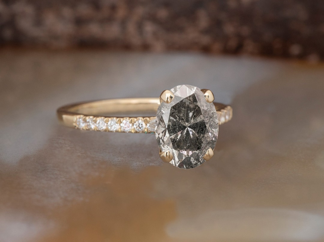 Pave Solitaire Engagement Ring, Minimalist Solitaire Ring, Art Deco ...