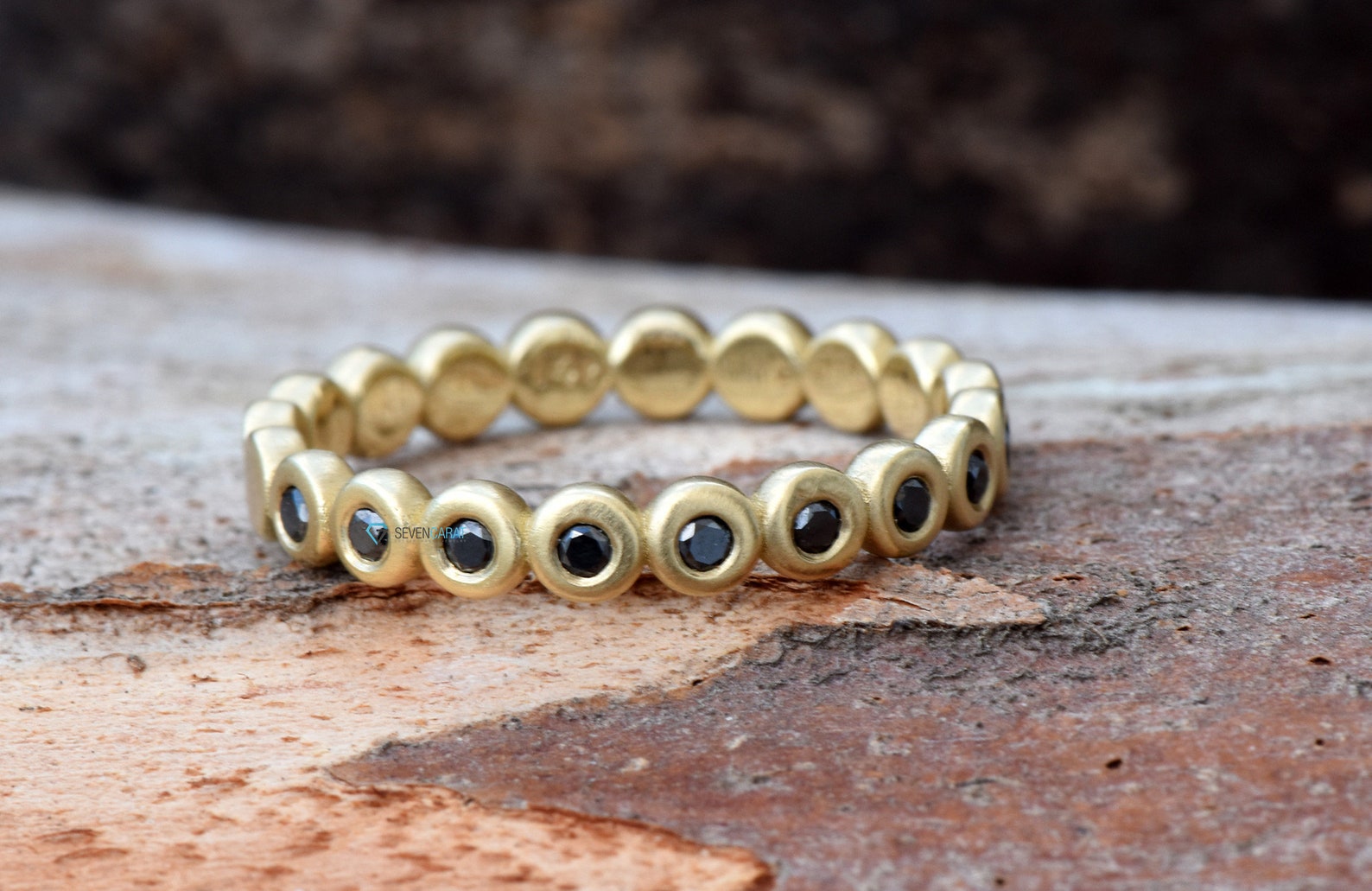 Black Diamond Band-stacking Rings-black Diamond Ring-wedding - Etsy