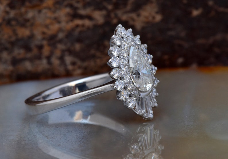 Ballerina Ring, Gatsby Ring, Vintage Style Diamond Engagement Ring, Art ...