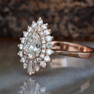 Vintage Style Diamond Engagement Ring, Gatsby Ring, 1.5 Carat Diamond ...